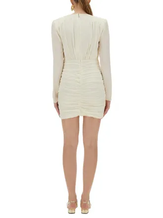 Rotate Satin Gathered Mini Dress - White