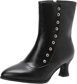 Generic Bottines dhiver chaudes doubl&eacute;es en polaire pour femme - Couleur unie - Bout pointu - Fermeture &eacute;clair lat&eacute;rale - &Eacute;l&eacute;gantes bottes thermiques pour cha
