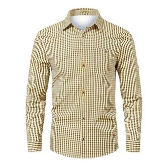 Generic Chemise boutonn&eacute;e pour homme, grande et haute, &agrave; manches longues, col &agrave; revers, chemises ray&eacute;es, l&eacute;g&egrave;rement ajust&eacute;e, chemise d&eacute;contract&eacute;e tendance, ha