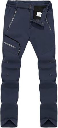 Generic Pantalon de ski imperm&eacute;able pour homme avec doublure en polaire thermique et poches zipp&eacute;es, noir fonc&eacute;, XXL