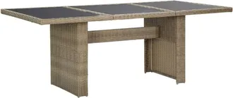 vidaXL Vidaxl - Table &agrave; manger Marron 200x100x74 cm Verre et r&eacute;sine tress&eacute;e