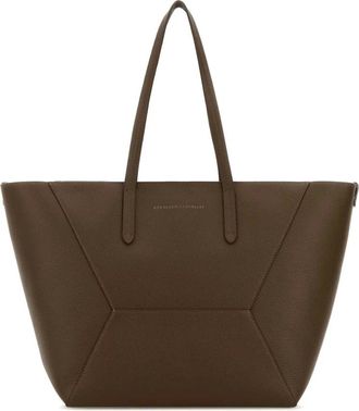 Brunello Cucinelli Femme, Sacs, Brun, Taille: ONE Size Leather Shopping Bag