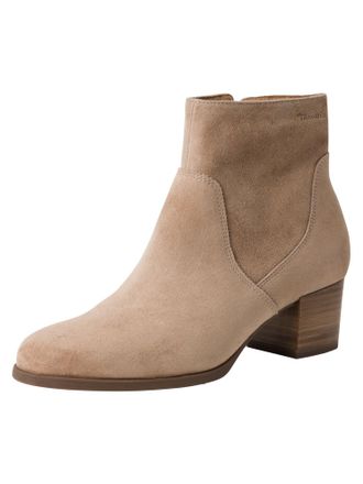 Tamaris Damen Absatzstiefelette Leder Blockabsatz bequem; BEIGE, EU 42