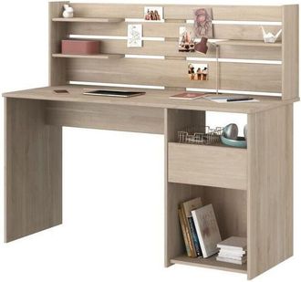 Parisot Bureau avec réhausse escale - Décor chene - l 138 x p 60 x h 120 cm