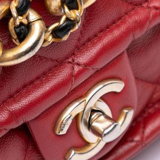 Chanel Hobo Bags - Small Quilted Lambskin Chain Link Flap - Gr. unisize - in Rot - f&uuml;r Damen
