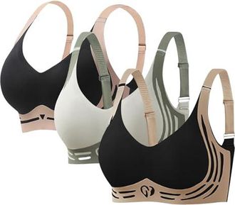 Generic Gather Bra Soutien-gorge sans fil doux et confortable pour femme Lingerie quotidienne Sports Soutien-gorge 3 pi&egrave;ces Bustiers Femme, t, XXL