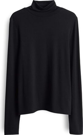 someday Damen Langarmshirt | KIROSIE Soft Slim Rollkragenshirt mit feiner Rippstruktur Black, 40