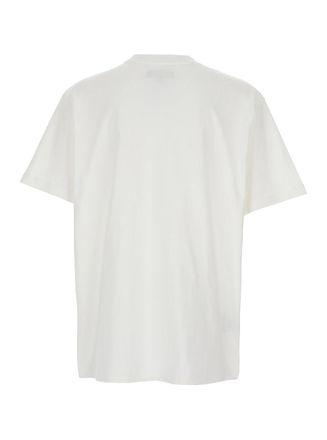 Purple Mens White Crewneck T-Shirt With Dropped Shoulders Cotton T-Shirts And Polos