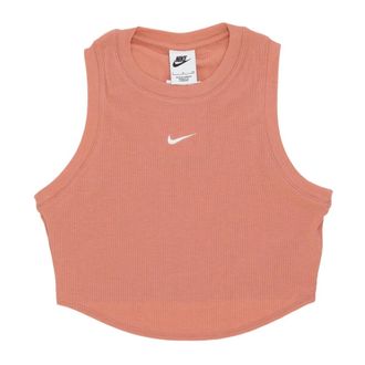 Nike Femme, Tops, Orange, Taille: 40 FR Top court Essential &agrave; c&ocirc;tes