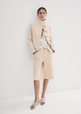 Mango Bermuda en denim taille basse vanille - Femme - 32 - MANGO