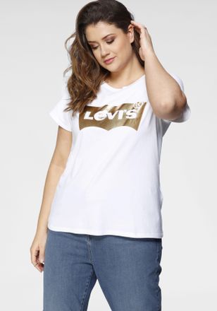 Levi's Plus T-Shirt LEVIS PLUS PERFECT TEE, Damen, Gr. XXXL (54/56), glitter foil w mineral schwarz, Jersey, Obermaterial: 100% Baumwolle, bequem normal, Rundhals