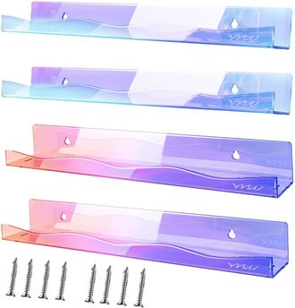Generico Wandregale aus Acryl: 2 durchsichtige schwebende Regale f&uuml;r die Heimdekoration | Rostfreie Pr&auml;sentation f&uuml;r Spielzeug, B&uuml;cher und Gegenst&auml;nde