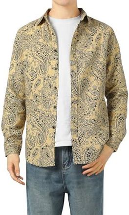 AlltheMen Chemise Homme Manches Longues Homme Artistique Multicolore Tissus de Lin Type 2 3XL