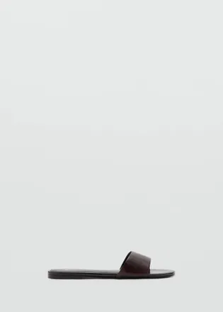 Mango Sandales plates en cuir chocolat - Femme - 35 - MANGO