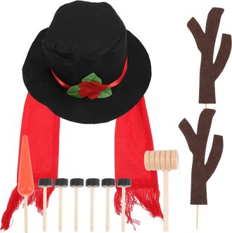 SOLUSTRE Schneemann Kost&uuml;m Satz mit M&uuml;tze und Schal Festliches Selbstgemacht Schneemann Bastelzubeh&ouml;r f&uuml;r Winter Outdoor Aktivit&auml;ten Weihnachts Dekoration