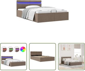 vidaXL vidaXL Bettkasten - Bett mit Bettkasten Hydraulisch mit LED Taupe Stoff 120x200 cm