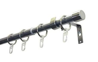 Gardinia Gardinenstangen-Set Cap, 1-Lauf, Ø 19/16 mm, Vorhangstange, Beidseitig ausziehbar, 120-190 cm, Edelstahl-Optik