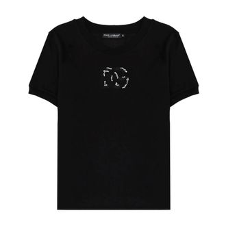 Dolce & Gabbana Embellished Logo T-Shirt - - Tops - Damen - Schwarzk - S