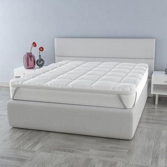 Italian Bed Linen Gesteppt Topper Plus, matratzenschoner, Wei&szlig;, 180x200 cm