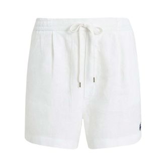 Polo Ralph Lauren Shorts en lin &agrave; cordon - Femme - Shorts - Blanc - Taille: 42 FR