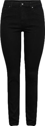 Pieces PCNUNNA MW Slim BLC06 Noos BC Jeans, Noir/Denim, 28 W/30 L Femme