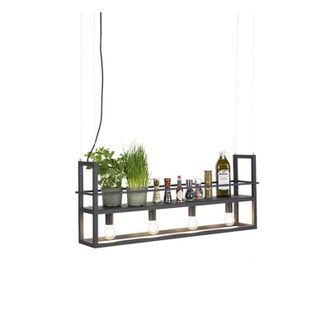 QAZQA cage rack - LED Dimmable Suspension multiples variateur inclus - 4 lumi&egrave;re - L 101.5 cm - Noir - Moderne - &eacute;clairage int&eacute;rieur - Salon