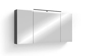 Byliving Spiegelschrank Spree/Korpus matt mit Spiegelt&uuml;ren/H&auml;ngeschrank mit Soft-Close-Funktion/Inklusive LED-Beleuchtung/Badschrank mit Stecker- und Schalterd