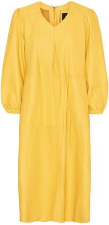 BTF-CPH Btfcph - Robe tendance en cuir souple - Femme - Robes - Jaune - Taille: 38 FR
