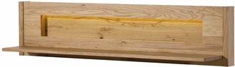 Massivmoebel24 Wandregal Wildeiche inkl. led 164x25x38 natur ge&ouml;lt cardiff 151