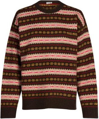 Miu Miu Pull ample col rond &agrave; motif en laine vierge