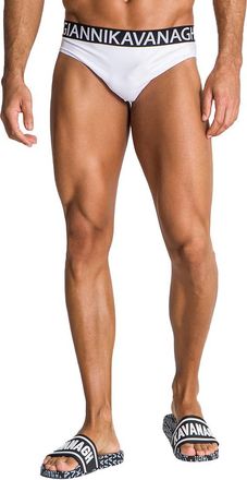 Gianni Kavanagh Herren Weiße Pump-Schwimmbrief Badehose, XL