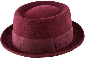 Classic Italy Chapeau Porkpie Feutre Homme ou Femme Classic Porkpie - Taille 60 cm - Bordeaux