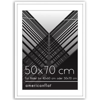Americanflat Bilderrahmen 50x70 cm Wei&szlig; - Bilderrahmen 42x60 cm mit Passepartout - aus Kunststoff mit poliertem Plexi-Scheibe