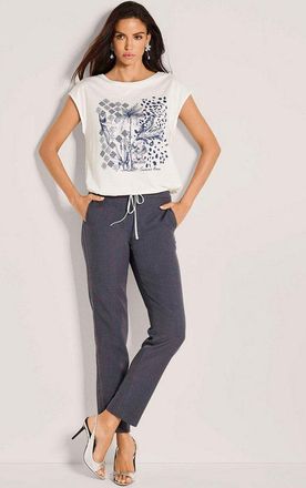 Madeleine Kurzarmshirt Sommerliches Print-Shirt, Kurzarm L&auml;ssiges Shirt mit Tunnelzug und Rundhalsausschnitt