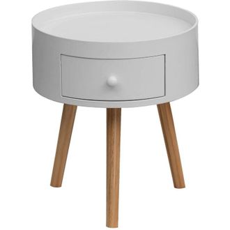 Mobili Rebecca Mobili Rebecca - Rebecca Mobili Table de chevet 1 Tiroir ronde en Bois blanc Moderne pour chambre &agrave; coucher