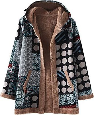 Generic Vestes pour femmes 2026 Manteau imprim&eacute; veste chaude &agrave; capuche manches longues boutons grande taille doux et sweat-shirt, gris, S