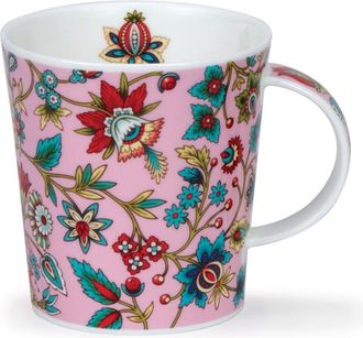 Dunoon Lomond Indienne Tasse aus feinem Knochenporzellan, Blumenmuster, Rosa