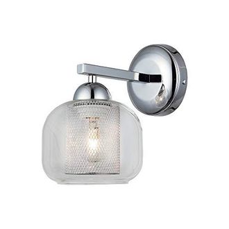 Homemania 1445-51-19 Wandleuchte Nueve für Wohnzimmer, Küche, Schlafzimmer, Büro Wandleuchte, Licht, Chrom, Metall, Glas, 15 x 22 x 24 cm