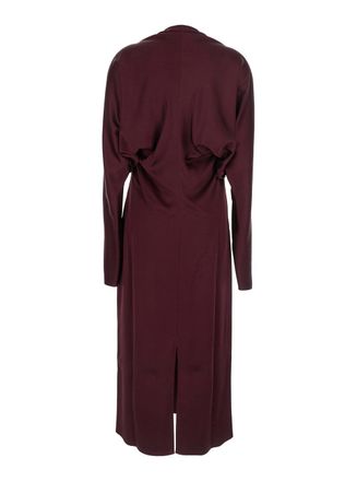 Stella McCartney Womens Bordeaux Midi Dress With Cape Sleeves Acetate