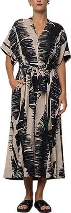 Kaos Kaos, Femme, Robes, Multicolore, Taille: 40 FR Longue robe imprim&eacute;e en lin m&eacute;lang&eacute;