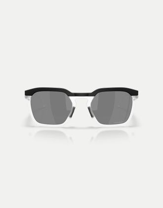 Oakley Hstn - Lunettes de soleil carr&eacute;es avec verres noirs polaris&eacute;s r&eacute;fl&eacute;chissants - Noir mat
