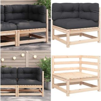 vidaXL Garten-Ecksofa mit Kissen Massivholz Kiefer - Gartenm&ouml;bel - Outdoor M&ouml;bel - Eckbank - Lounge Set - Rattan Gartenm&ouml;bel - Home & Living