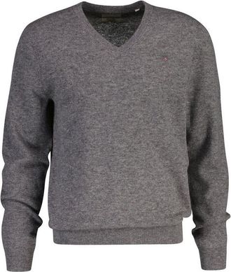 GANT V-Ausschnitt-Pullover EXTRAFINE LAMBSWOOL V-NECK mit Logostickerei