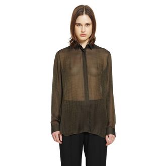 Tom Ford Croc-Print Shirt in Silk Chiffon