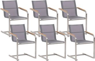 Beliani Gartenstuhl aus Edelstahl mit Polyester in Grau 6er Set Moderner Look Cosoleto
