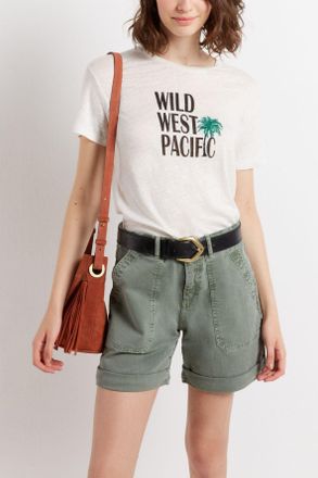 Gerard Darel Tee-shirt &agrave; message en lin - ASSIA - Ecru