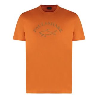 Paul & Shark Homme, Tops, Orange, Taille: 6XL T-shirt ras du cou en coton
