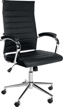 Clp Chaise de Bureau Mollis I Chaise de Bureau pivotante avec rev&ecirc;tement en Cuir v&eacute;ritable, Couleur:Noir