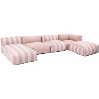 Oviala Salon de jardin modulable ray&eacute; 5 places rose poudr&eacute; - Mixi