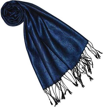 Lorenzo Cana Lorenzo Cana - &Eacute;charpe en soie pour femme - 100 % soie tiss&eacute;e - &Eacute;l&eacute;gant motif cachemire ton sur ton, bleu, Taille Unique